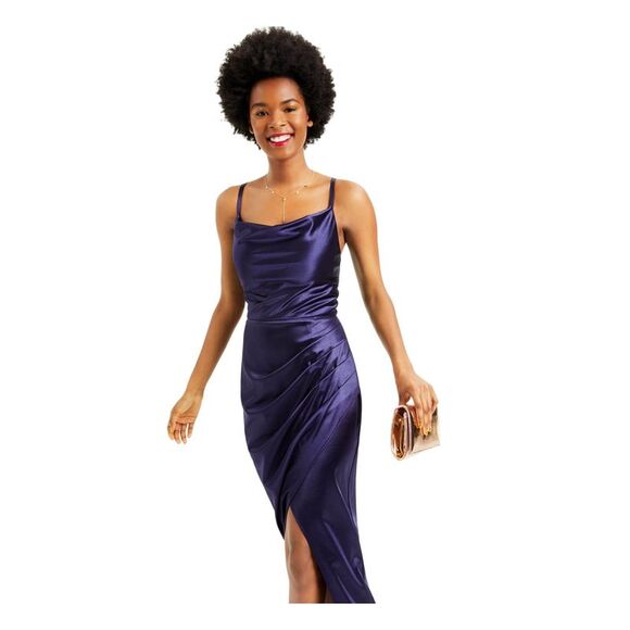BCX | Dresses | Bcx Dress Womens Navy Satin Slim Spaghetti Strap Maxi ...